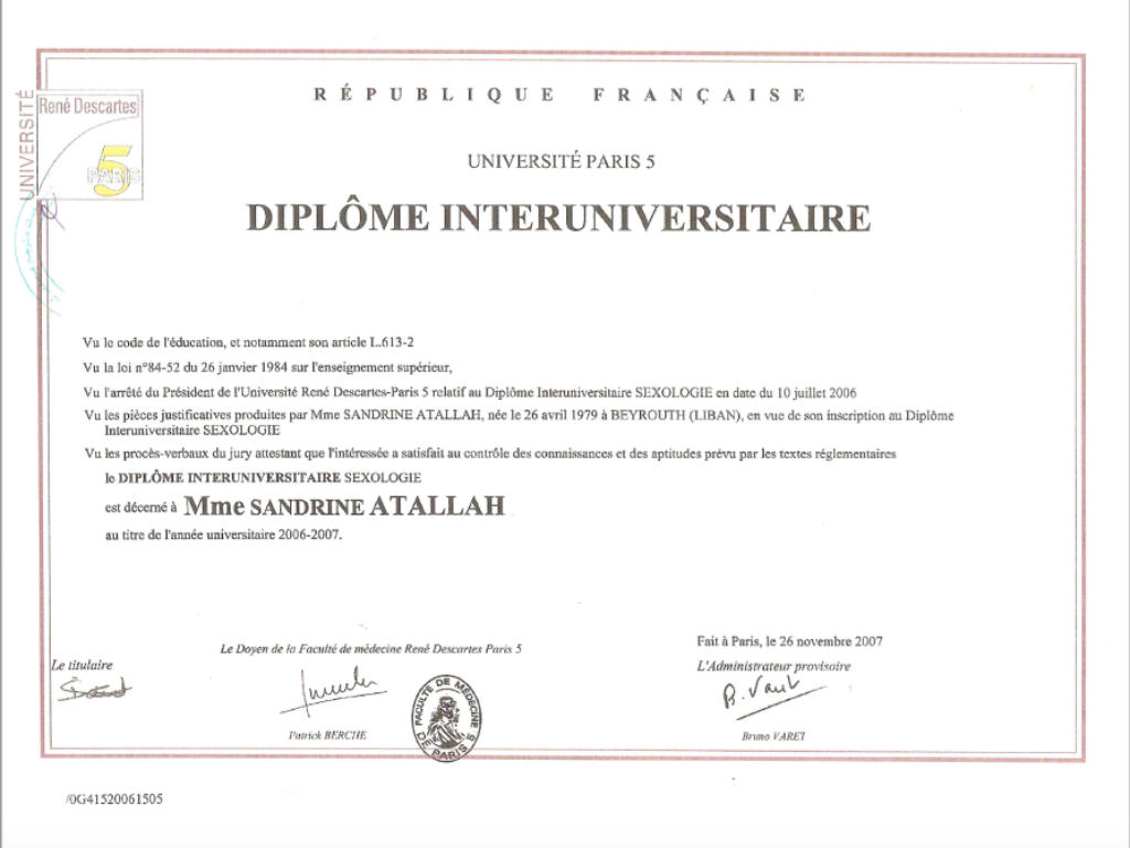 Dr. Sandrine Atallah, Hypnotherapy, Sexual Medicine, Lebanon